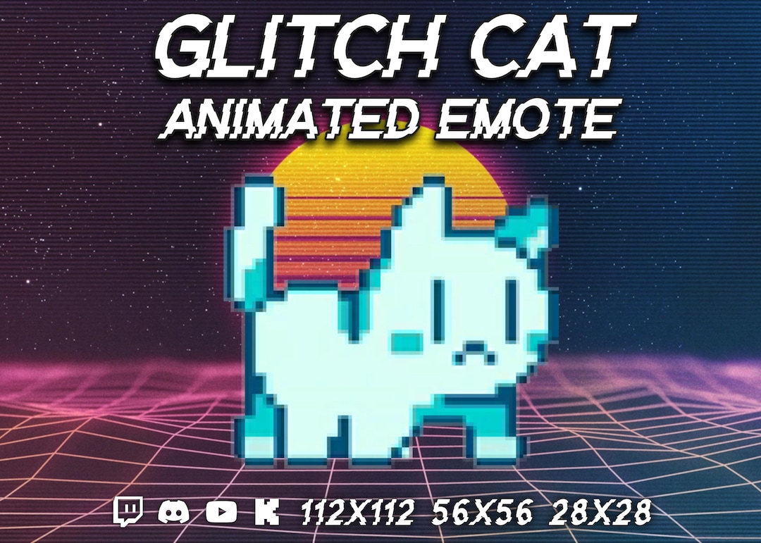 Glitch Cat · Animated Emote · Chat Emoticon · Twitch, Discord, Youtube, Kick · Funny Meme ...