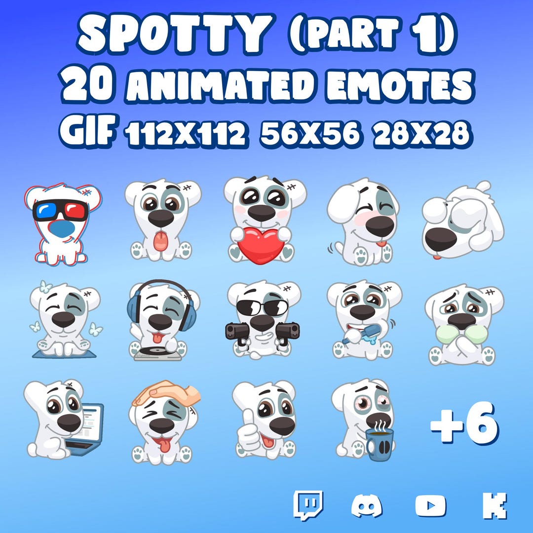 Spotty Part 1 20 Animated Emotes Twitch, Discord, Youtube, Kick ...