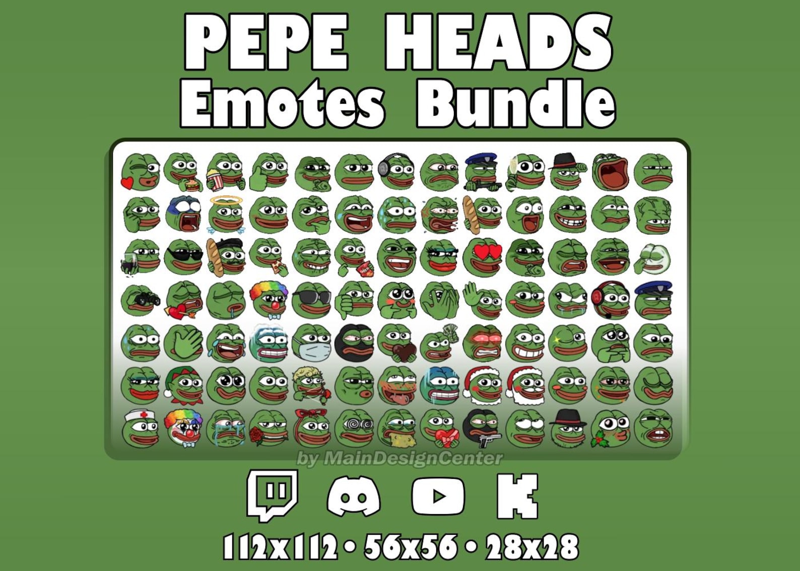 100 Pepe Heads Meme Animated and Static Emotes Chat Emoticon Twitch ...