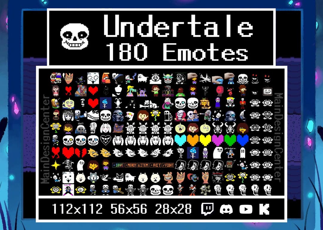Undertale 180 Emotes Deltarune Game Emoji Twitch, Discord, Youtube ...