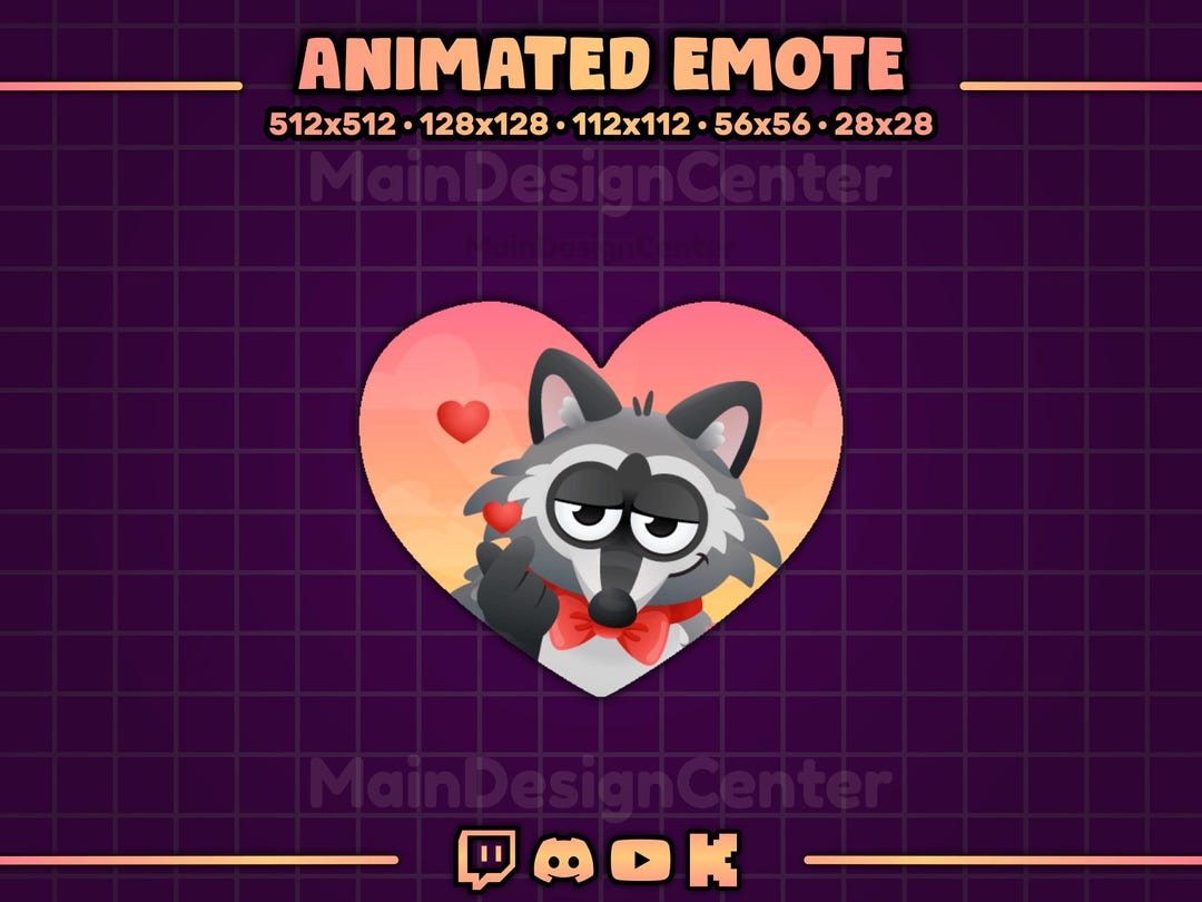 Loving Raccoon Animated Emote · Funny Raid Emoji · Twitch, Discord ...