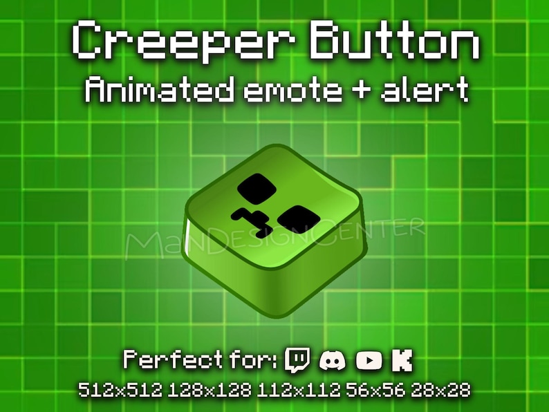 Creeper Button Animated Emote · Explosion Emoji · Twitch, Discord ...