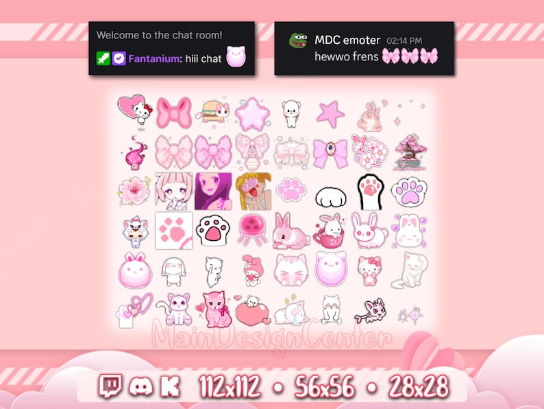 200 Pink Emotes · Kawaii Animated Emoji · Twitch, Discord, Kick · Cute ...