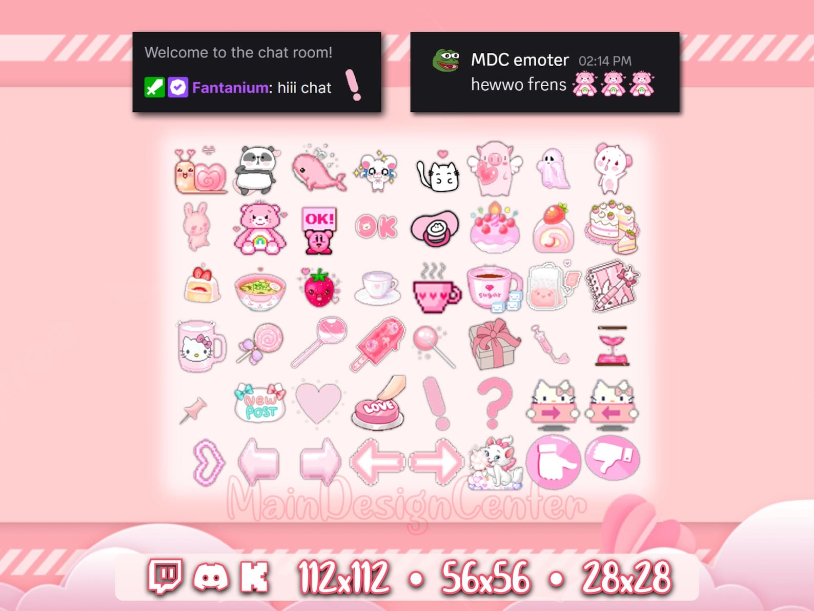 200 Pink Emotes · Kawaii Animated Emoji · Twitch, Discord, Kick · Cute ...