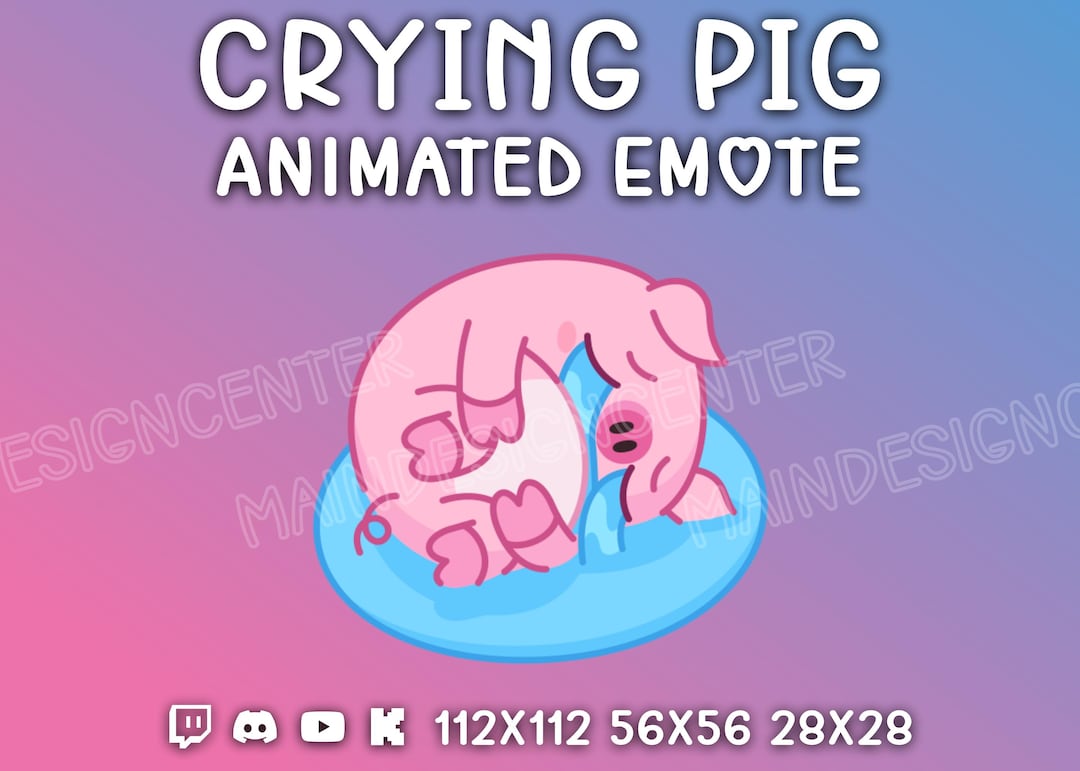 Crying Pig · Tragic Animated Emote · GIF Chat Emoji · Twitch, Discord ...