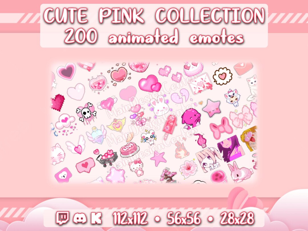 200 Pink Emotes · Kawaii Animated Emoji · Twitch, Discord, Kick · Cute ...