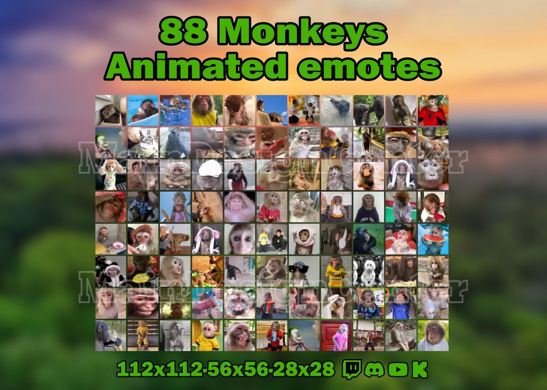 88 Monkeys · Animated Chat Emotes · Twitch, Discord, Youtube, Kick ...