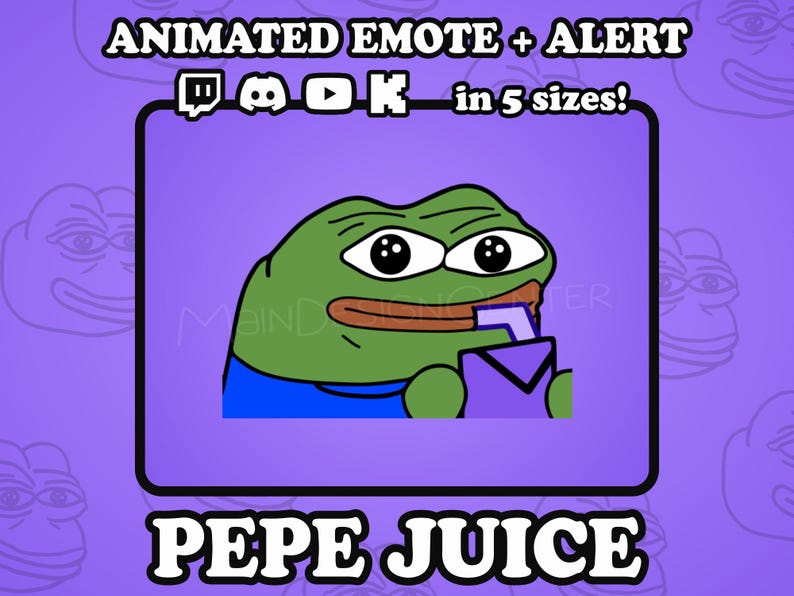 Pepe Juice Animated Emote · Peeposip Emoji · Pepega Emoticon · Meme ...