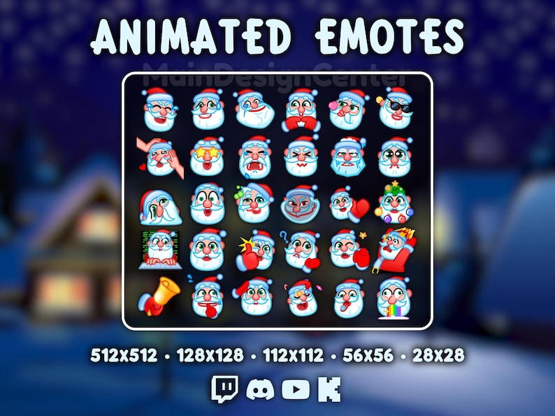 Santa Animated Emotes · Christmas Emoji · Twitch, Discord, Kick ...