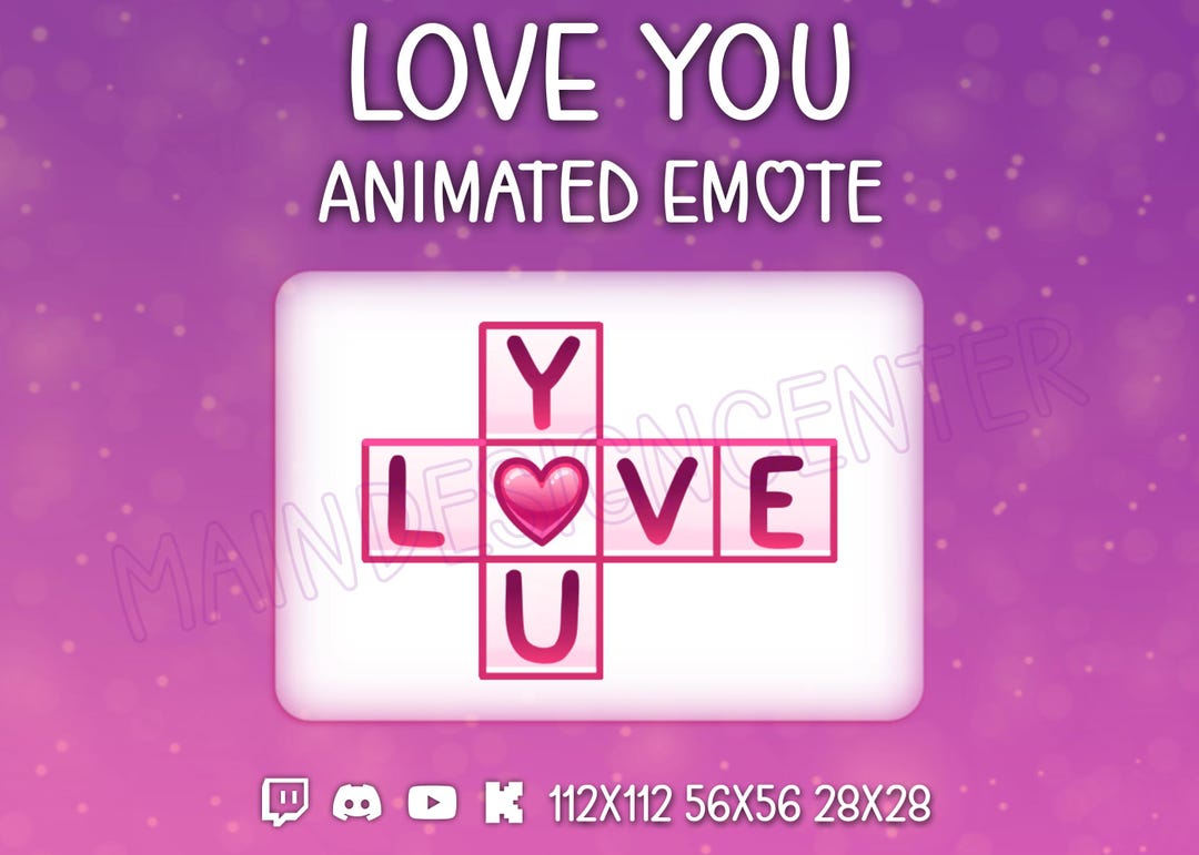 Animated "love You" Emote · Valentine's Day Chat Emoticon · Twitch, Discord, Youtube, Kick ...