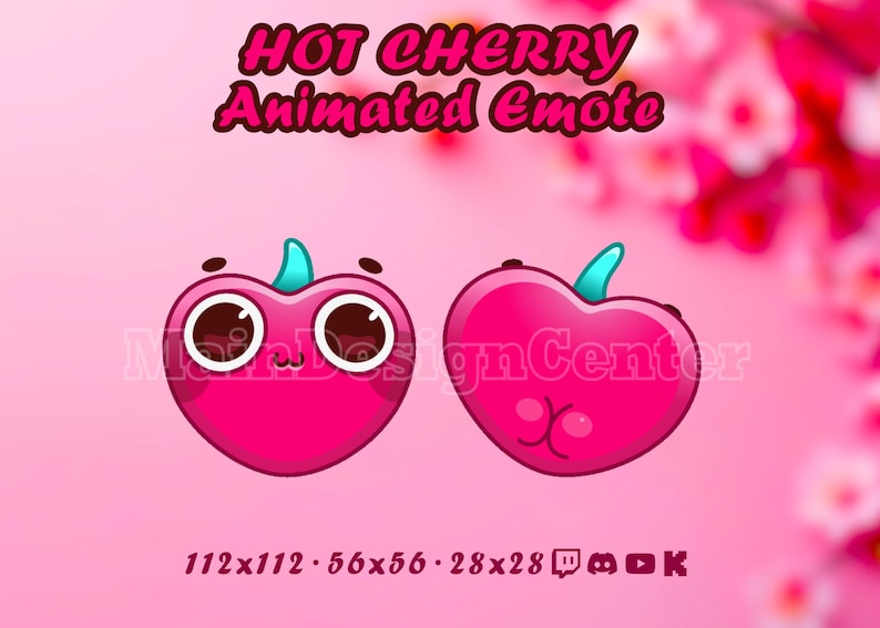 Hot Cherry Cute Heart Animated Emote GIF Chat Emoticon Twitch, Discord ...