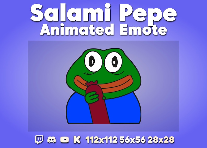 Salami Pepe · Meme Emote animado · Emoticon de chat GIF · Twitch ...