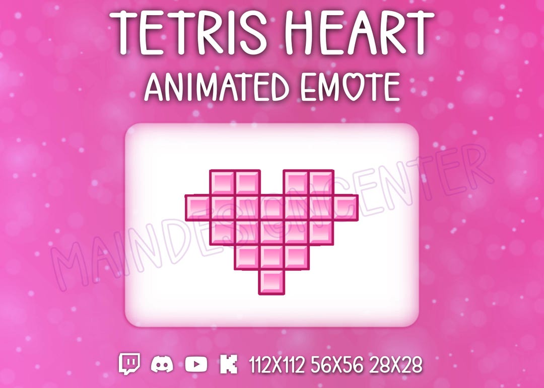 Tetris Heart Love Emoji Animated Emote Valentine's Day Pixel Emoticon ...
