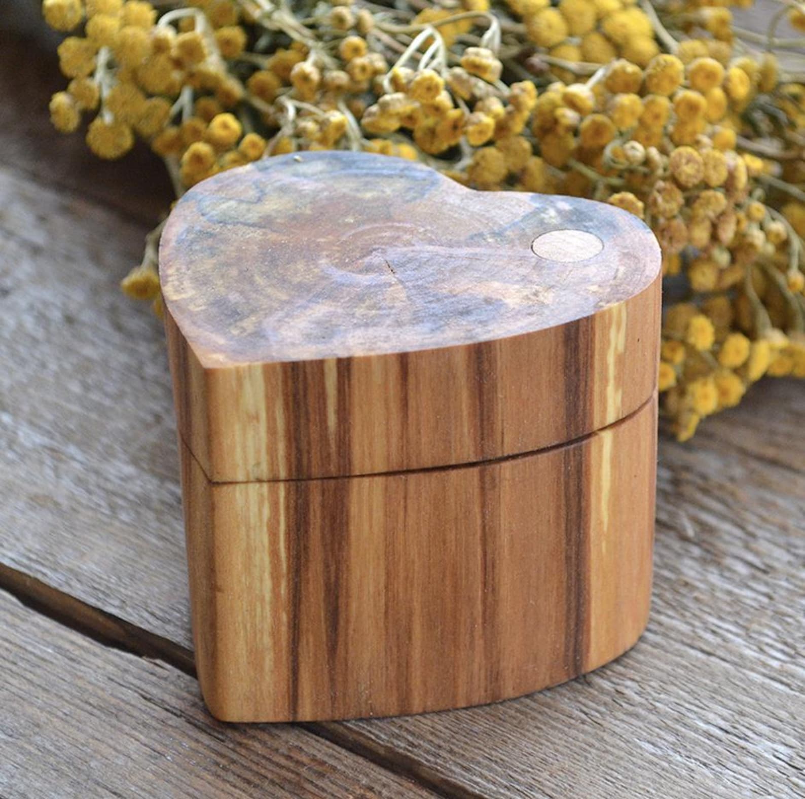 Heart Shape Handmade Alder Wood Box Small Romantic Wooden Box With ...