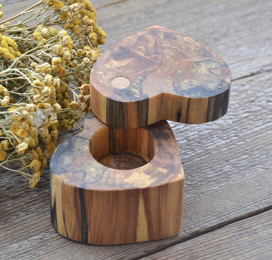 Heart Shape Handmade Alder Wood Box Small Romantic Wooden Box With ...