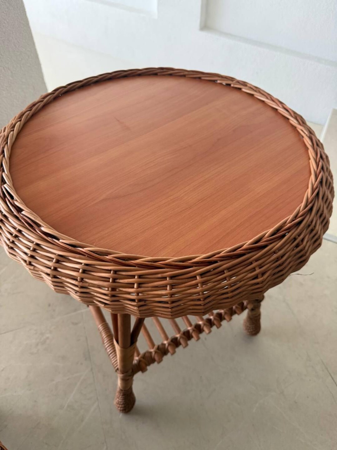 Handmade Wicker Side Table 60x60 Cm – Small Coffee Table, Wooden ...