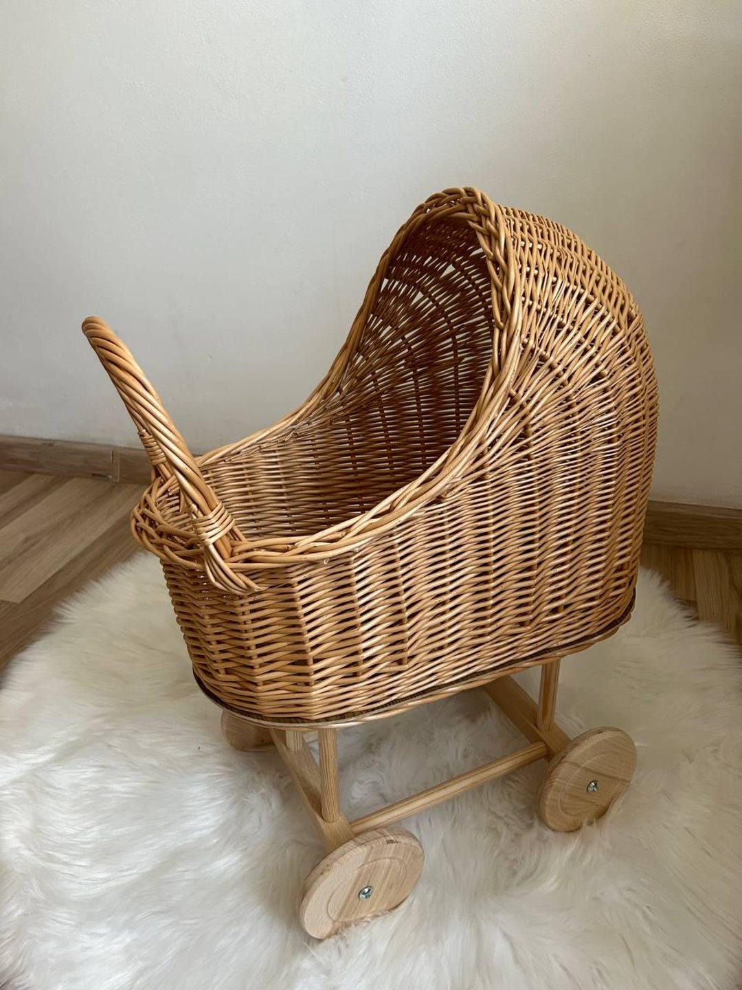 Natural Rattan Stroller Rattan Wicker Doll Stroller Doll Pram Eco ...