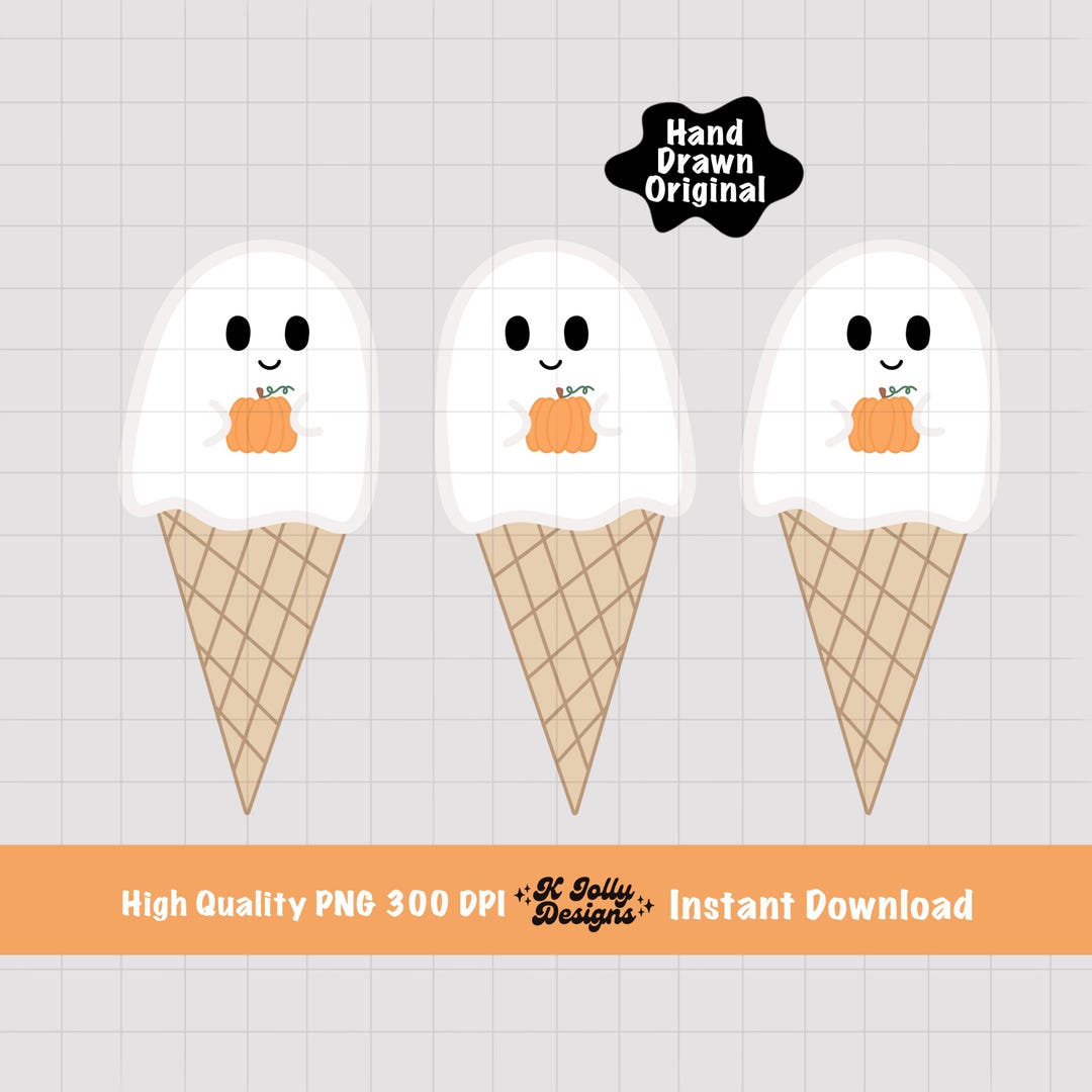 Summerween Ghost Ice Cream Png, Halloween Png, Summerween Shirt, Kawaii ...