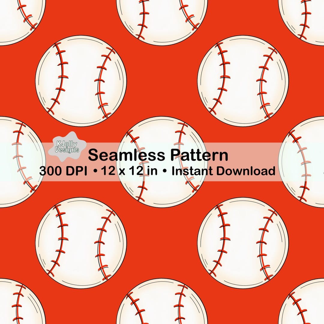 Baseball Seamless File, 300 DPI PNG, Digital Instant Download, Red ...