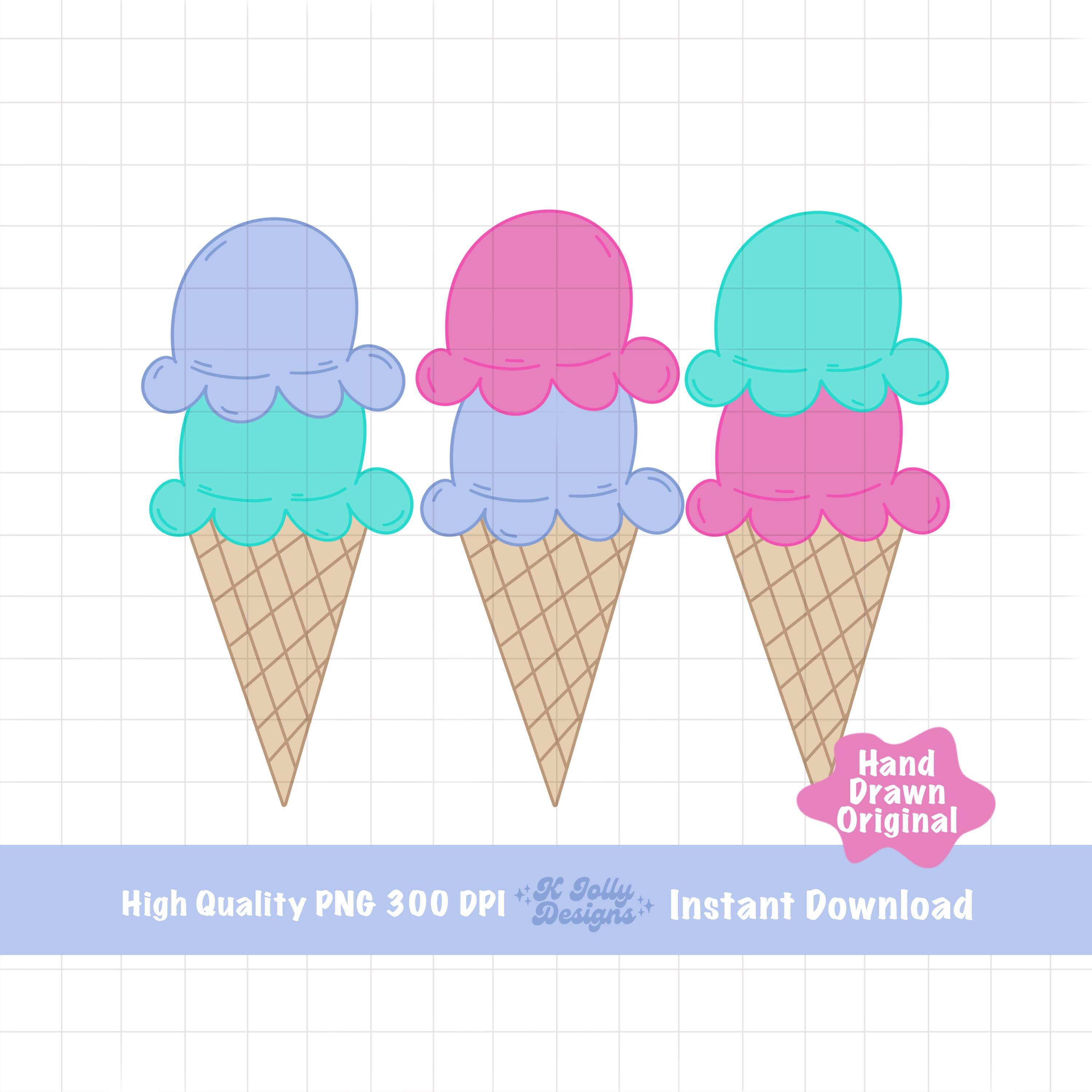 Ice Cream Png, Ice Cream Cone Sticker, Digital Download, Ice Cream ...