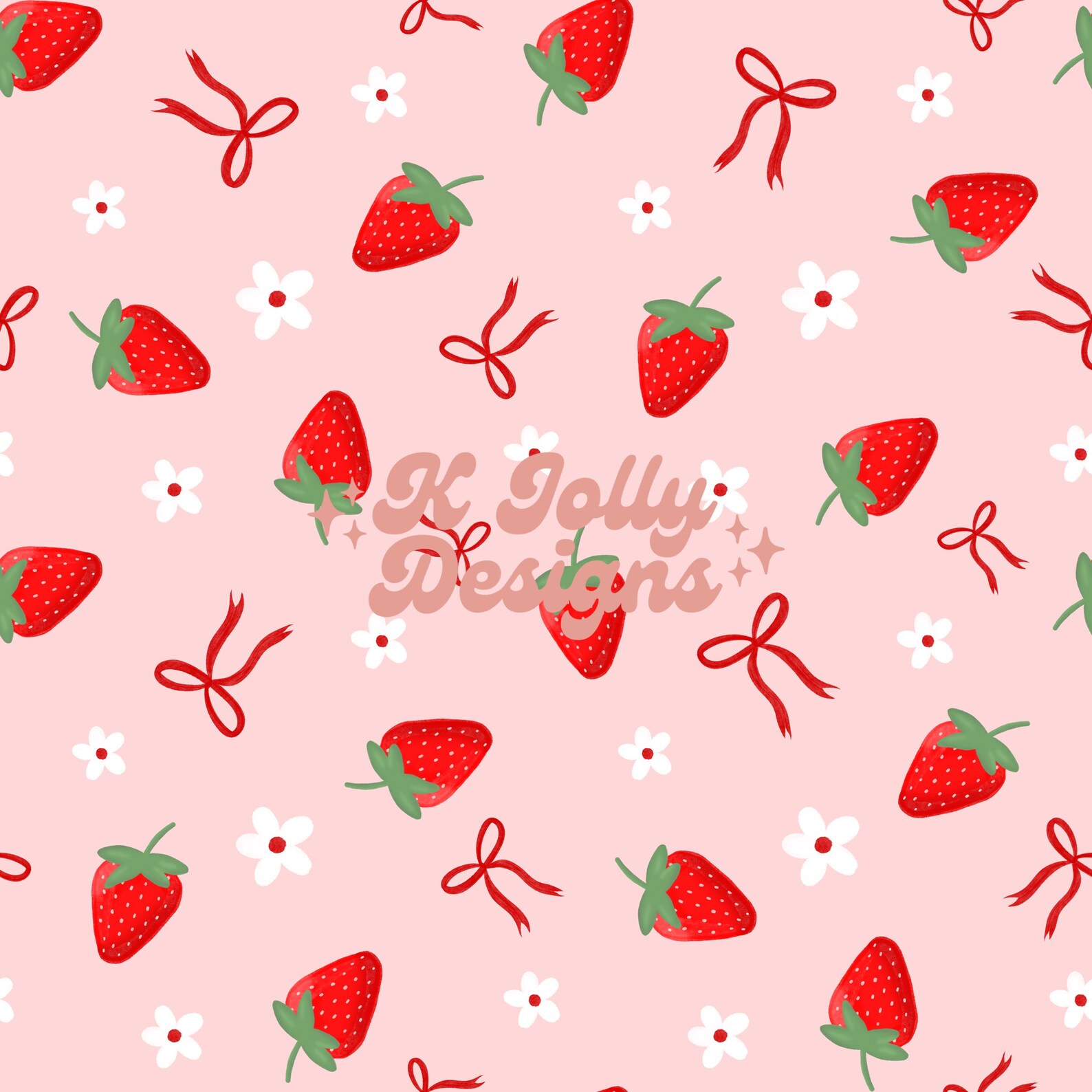 Strawberry Coquette Bow Seamless File, Fruit Seamless, Strawberry ...