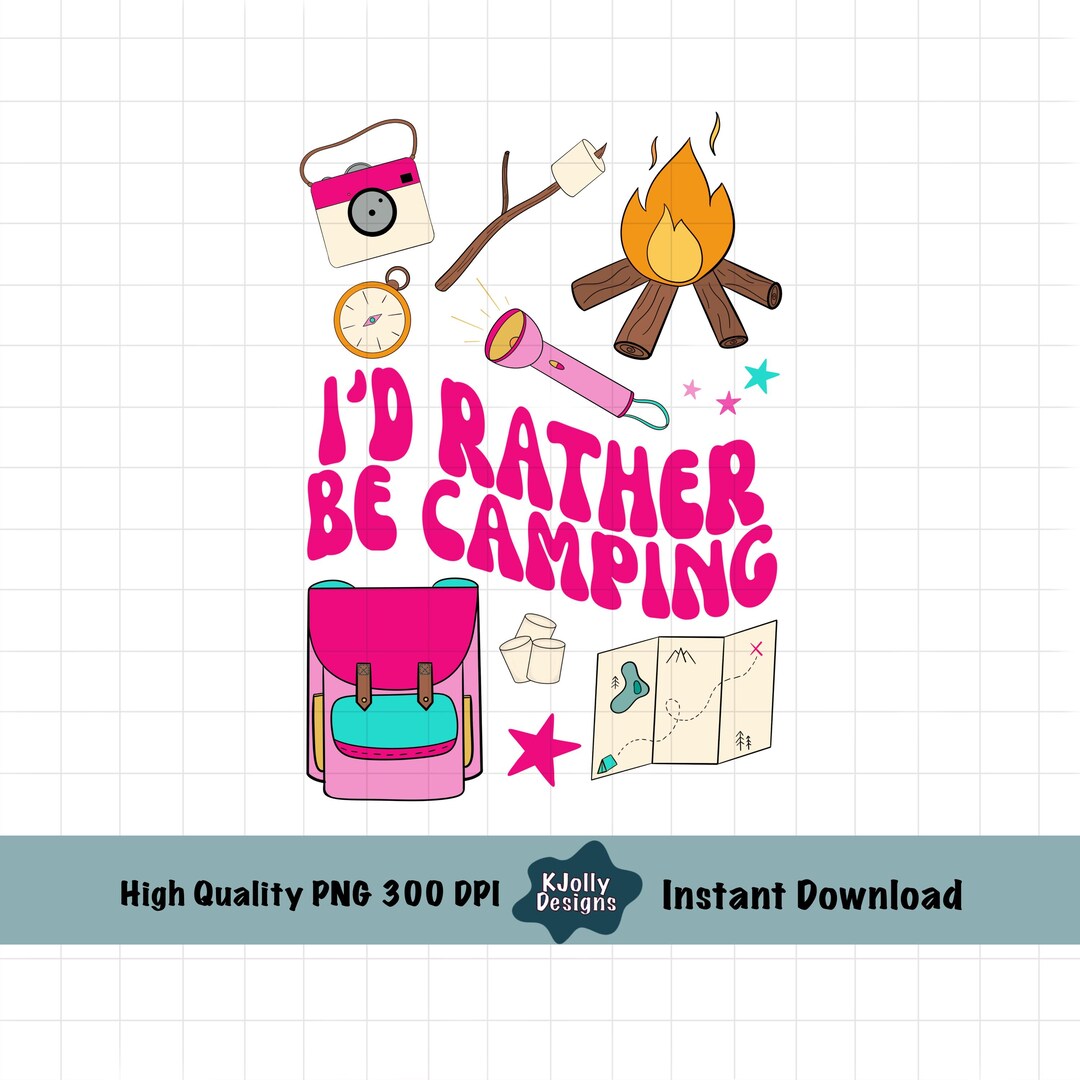 Camping Adventure Pink Png File, 300 DPI PNG, Digital Instant Download ...