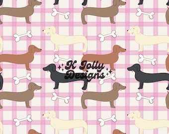 Wiener Dog Dachshund Seamless Pattern, Digital Instant Download, Dog ...