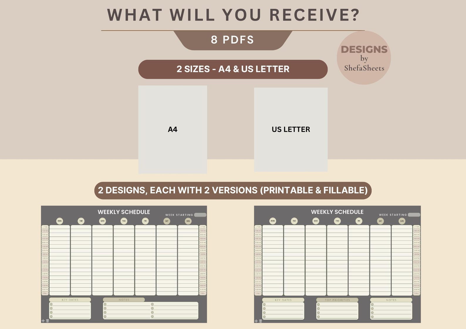 Fillable Weekly Schedule Planner – Printable A4 & US Letter (digital ...