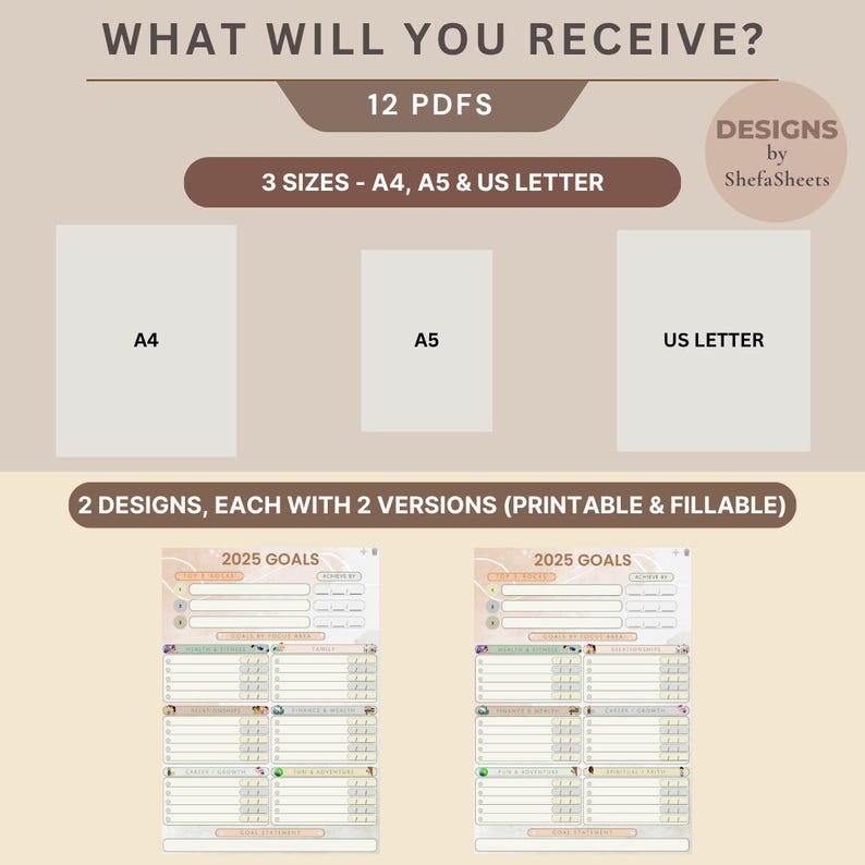 2025 Goal Planner | Printable Life Goals by Category (PDF) - Etsy