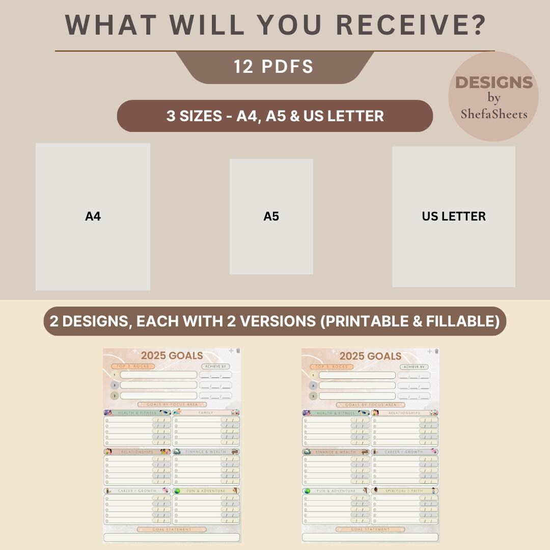 2025 Goal Planner | Printable Life Goals by Category (PDF) - Etsy