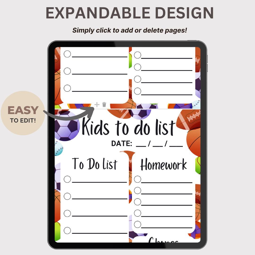 Kids To-do List | Printable Chore Chart, Homework Planner (fillable PDF ...