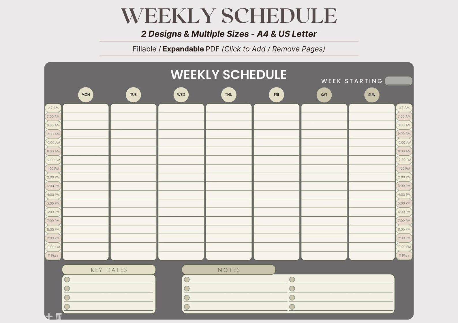 Fillable Weekly Schedule Planner – Printable A4 & US Letter (digital Download) - Etsy