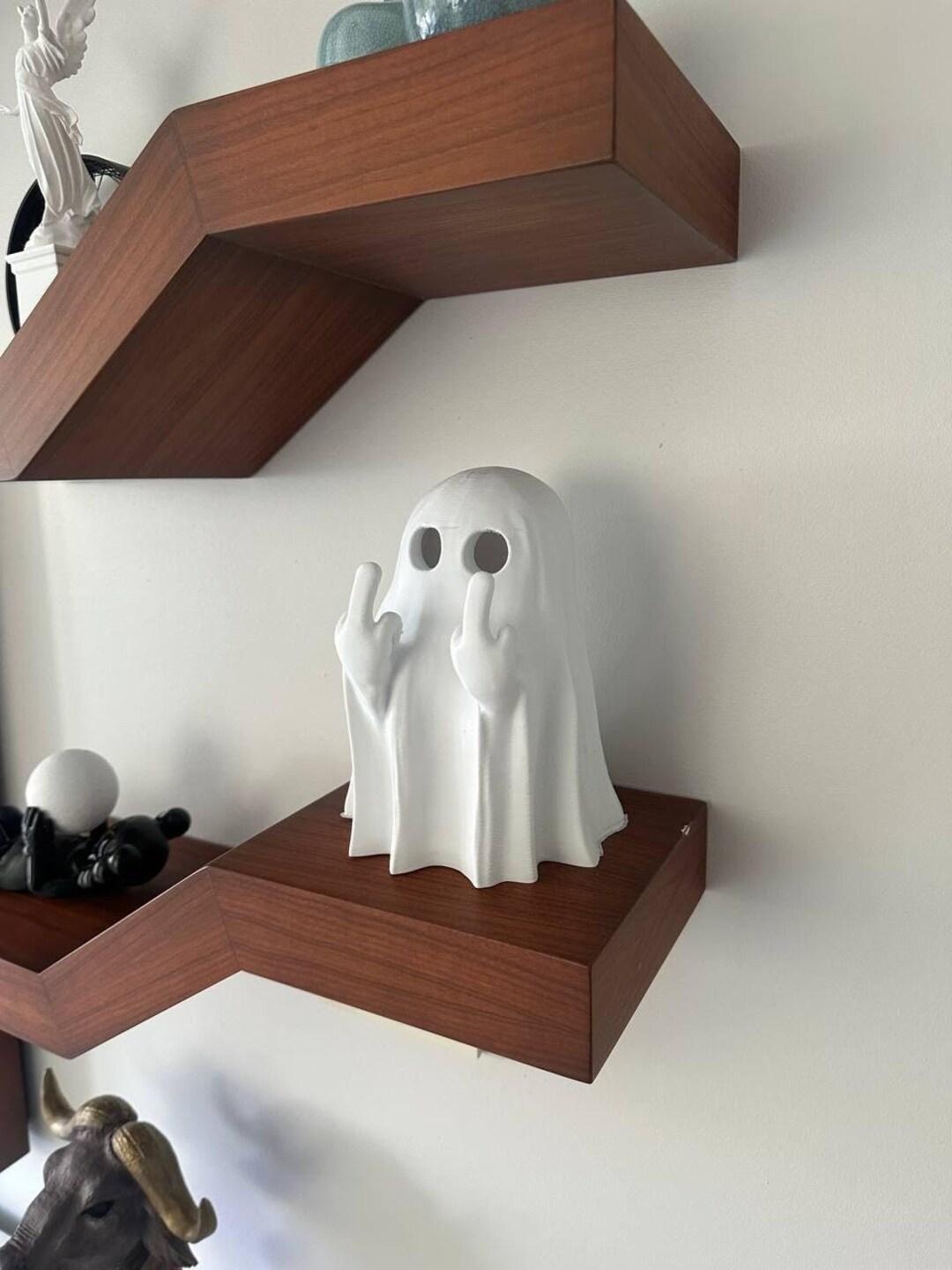 Middle Finger Ghost Decoration, Funny Ghost Figurine, Halloween Party ...
