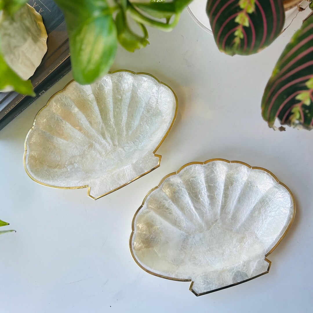 MCM Capiz Shell Trinket Dishes, Set of 2, Coastal Decor, Beach Style - Etsy