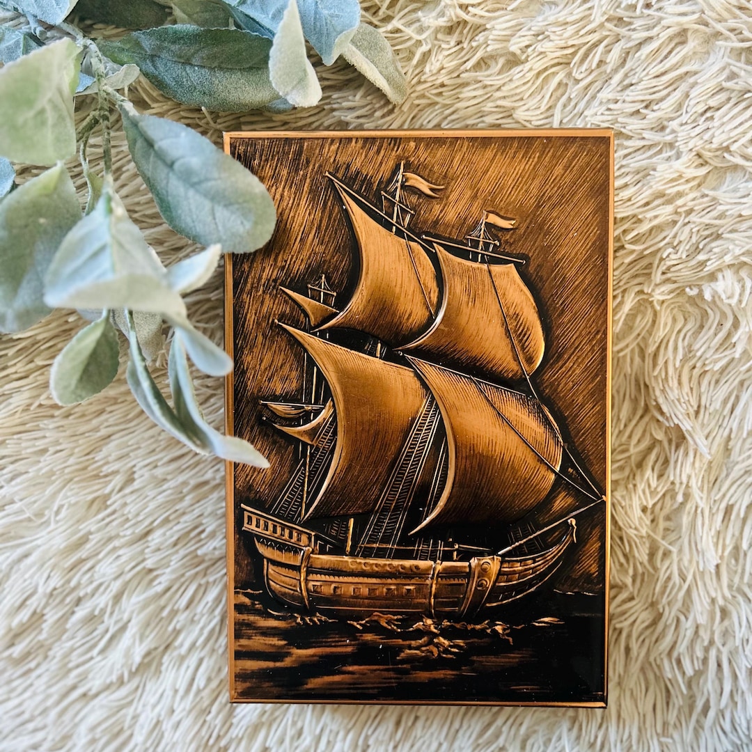 Vintage Copper Nautical Box, Sailboats, Coastal Decor, Cottagecore ...