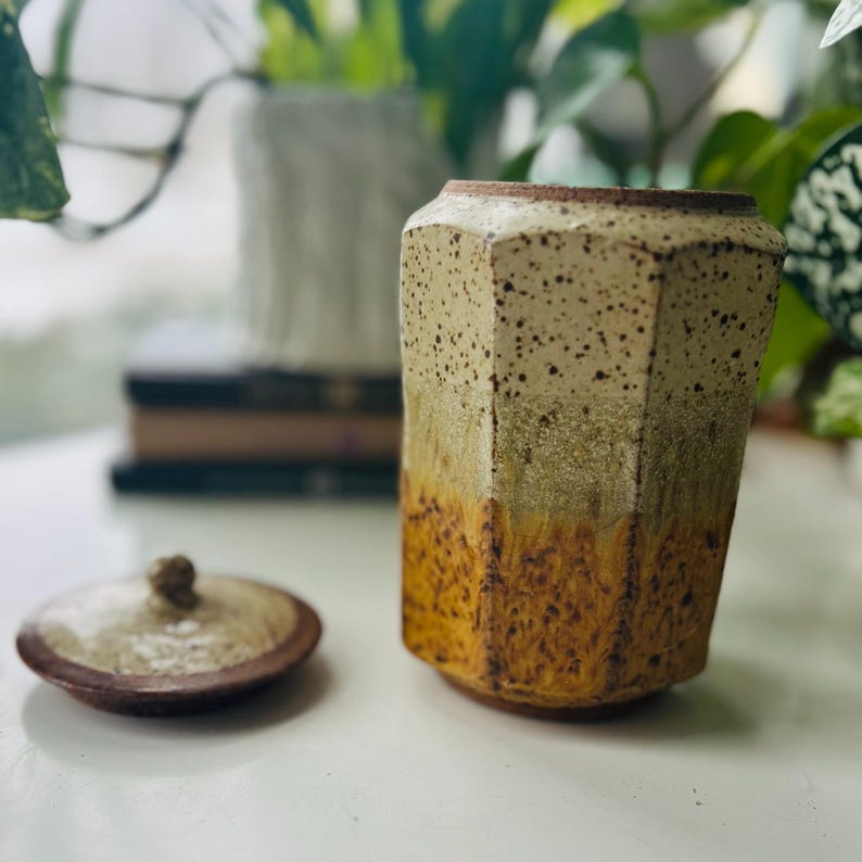 Handmade, Ceramic Pottery Jar With Lid, Farmhouse Kitchen, Cottagecore ...