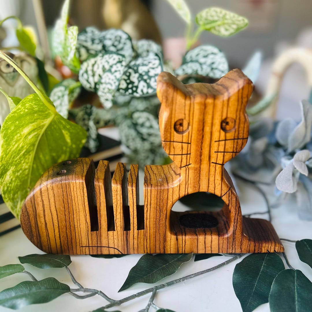 Vintage, Wooden Carved Arlene Brand Cat Letter Holder, Retro Desk ...