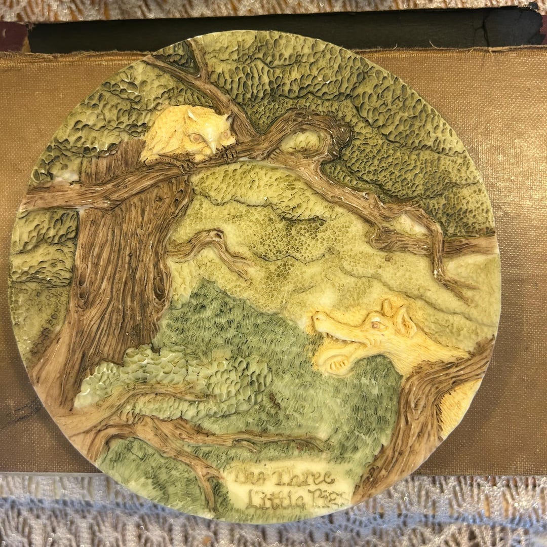 Vintage Three Little Pigs Plate, Cottagecore, Kitchy, Boho - Etsy
