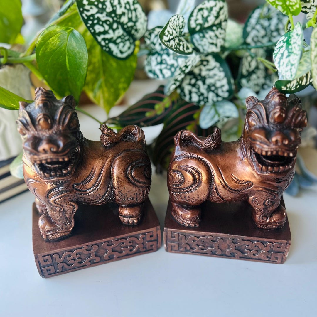 Mid Century Bronze Chinese Foo Dog Bookends, Vintage Ecletic Decor - Etsy