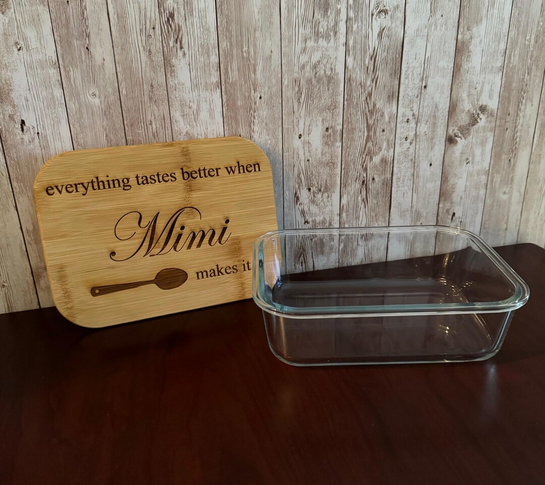 Personalized Rectangular Glass Bowl With Bamboo Lid - Everything Tastes ...