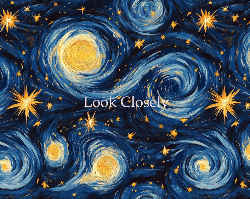 Starry Night Swirl Wallpaper: Cosmic Blue & Yellow Art (peel and Stick ...