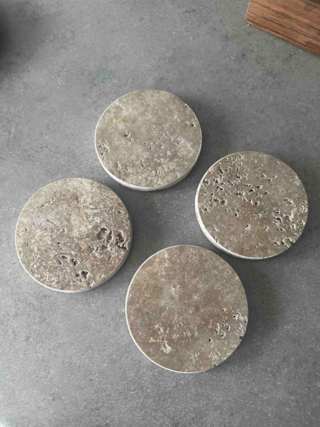 Travertine Coasters Set of 4, Natural Travertine Stone Coasters, Rustic ...