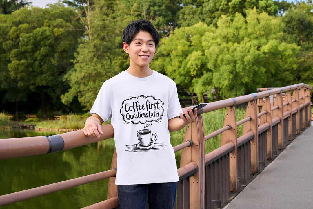 Coffee First Questions Later Design for T-shirts, Mugs, Posters, Wall ...