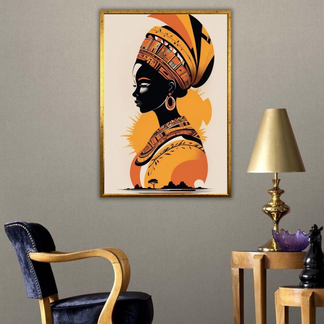 Afro-ethnic Artistry Iconic Silhouette Decoration, Minimalist Afro ...