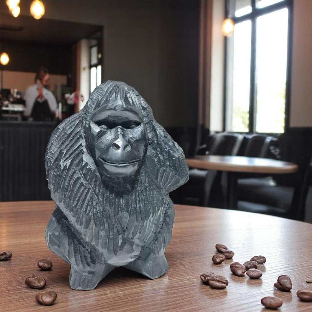 Hand-carved Wooden Gorilla Sculpture - African Wildlife Decor - Etsy