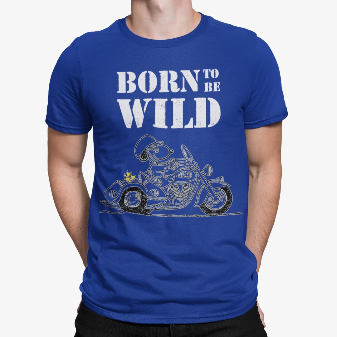 Peanuts Snoopy Born Wild T-shirt Woodstock Motorcycle Graphic Gift Tee ...