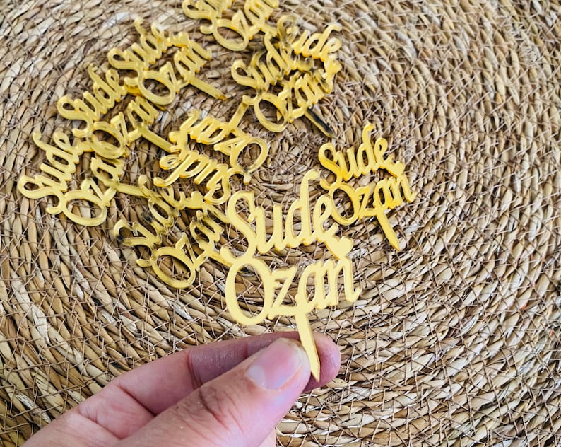 Personalized Name Cupcake Toppers: Custom Wedding Drink Stirrers - Etsy