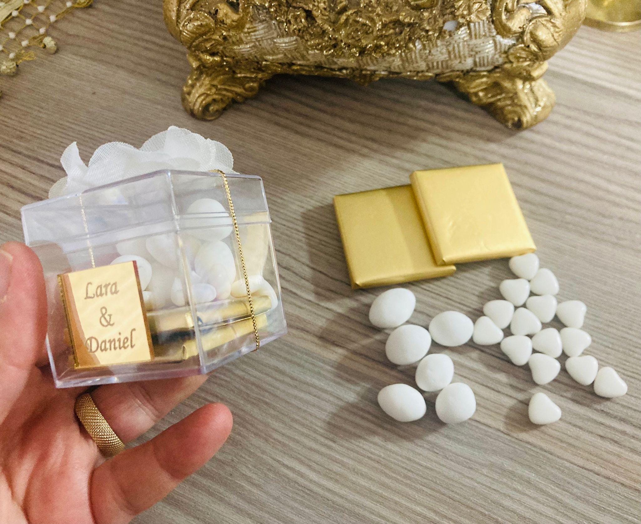 Wedding Almond Candy Mica Box and Chocolate , Personalized Wedding ...