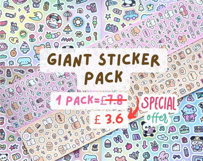 Giant Sticker Pack, Kawaii Stickers, Cute Stickers, Pink Lover, Sticker ...