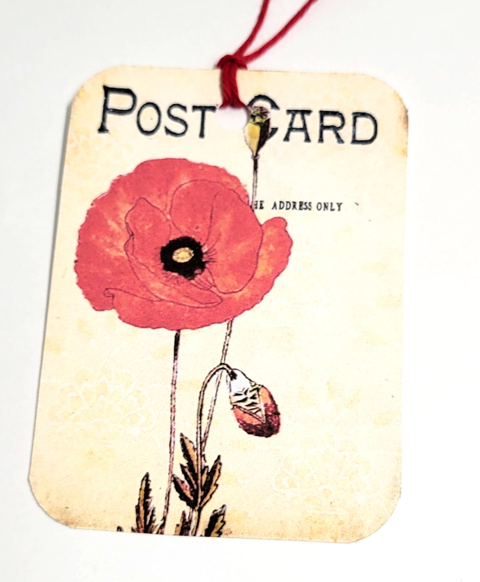 Red Poppy Tags-set of 6-red Flower Tag-postcard Poppies Garden Tagss ...